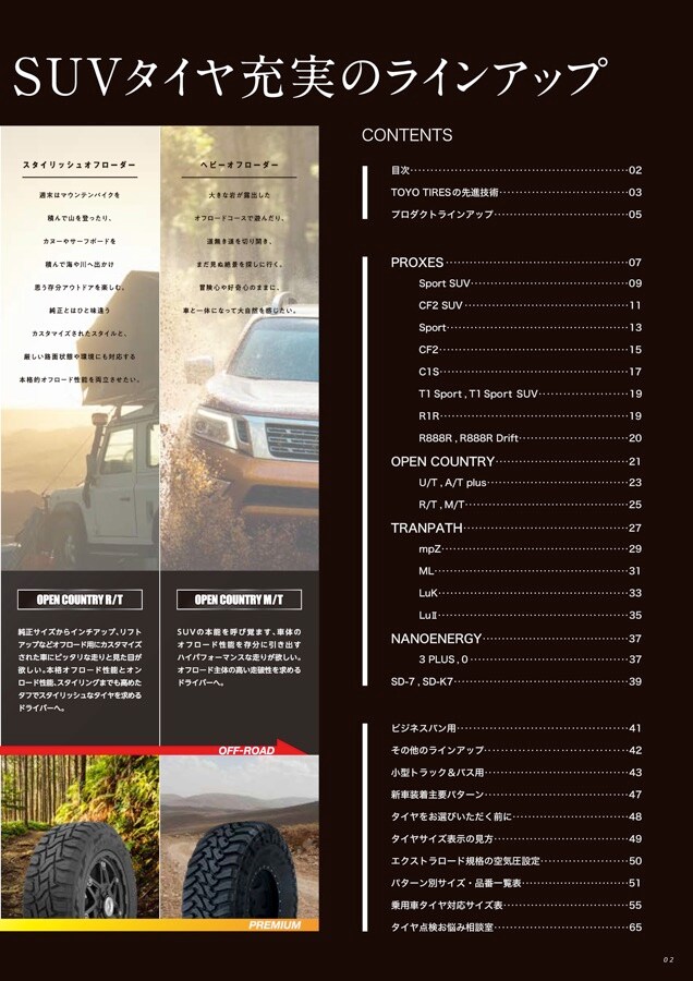 TOYO TIRES Tire Catalogue 2019